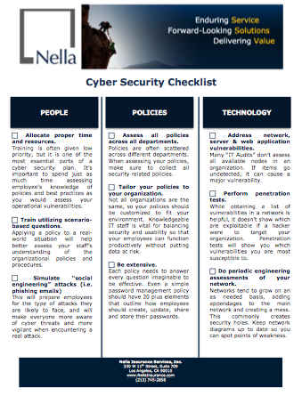 Cyber Liability Checklist - Nella Insurance